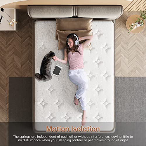 TeQsli Twin Mattress 10 Inch, Cool Eggshell Memory Foam and 7 Zone Pocket Innerspring Hybrid Mattress in a Box, Pressure Relief & Supportive Twin Bed Mattress, Breathable Cover, 100 Nights Trial