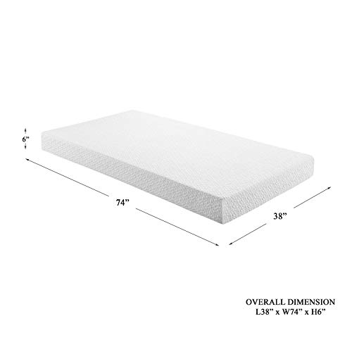 Lexicon Nocturne 6-Inch Gel Infused Memory Foam Mattress, Twin, White