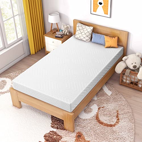 IULULU 6 Inch Twin Size Memory Foam Mattress, Bed in a Box Mattresses, Breathable Removable Quilted Cover, Medium Feeling, White