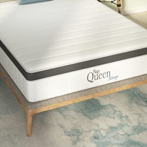 10 Inch Maxima Hybrid Mattress, Queen Size, Cooling Gel Infused Memory Foam and Innerspring Mattress, Bed in a Box,White & Gray