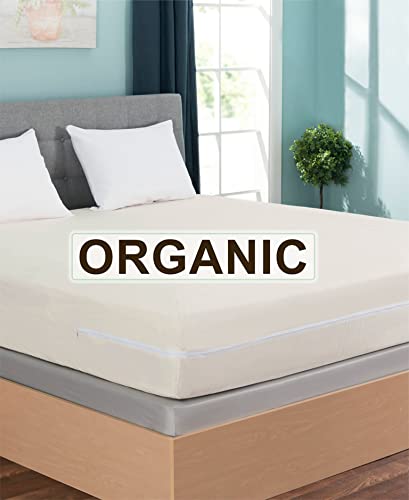 Bargoose AllergyCare Organic Cotton Zippered Mattress Encasement, 100% Organic Cotton, Hypoallergenic, Chemical Free, Blocks Dust Mites & More (9" Deep, Full)