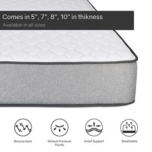 Mayton, Foam Mattress 8-Inch Medium Firm Tight top High Density Foam Mattress, Full XL, Gray