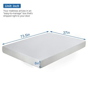 Hudada Twin Mattress, 8 Inch Gel Memory Foam Mattress CertiPUR-US Certified Foams, Cool Sleep & Pressure Relief, Medium Firm Mattresses, Mattress-in-a-Box, Twin Size