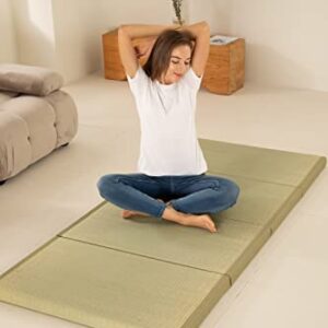 MustMat Tatami Mat Thick Japanese Floor Mattress Rush Grass Tatami Bed Twin 35.4" x 78.7" x 1.8"