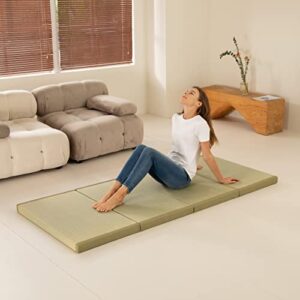 MustMat Tatami Mat Thick Japanese Floor Mattress Rush Grass Tatami Bed Twin 35.4" x 78.7" x 1.8"