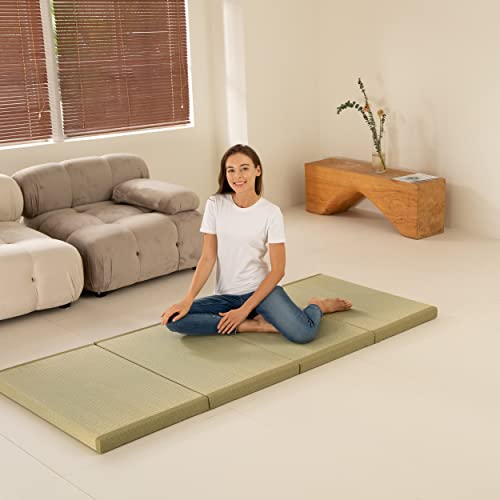 MustMat Tatami Mat Thick Japanese Floor Mattress Rush Grass Tatami Bed Twin 35.4" x 78.7" x 1.8"