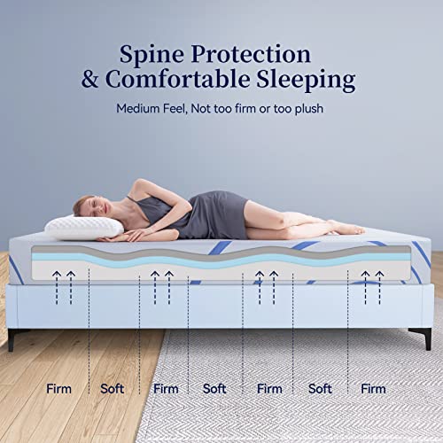 Vyfipt Twin Size Memory Foam Mattress 8 Inch Bed in a Box Bamboo Charcoal Infused Gel Foam Cooling Medium Firm Mattress - Breathable - No Box Spring Needed – Twin,8 Inch