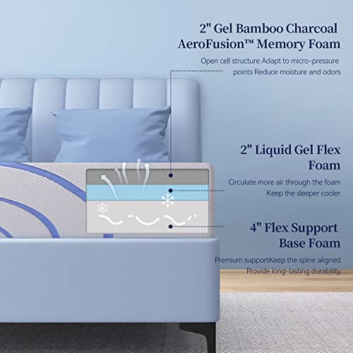 Vyfipt Twin Size Memory Foam Mattress 8 Inch Bed in a Box Bamboo Charcoal Infused Gel Foam Cooling Medium Firm Mattress - Breathable - No Box Spring Needed – Twin,8 Inch