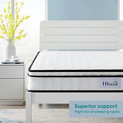 Hbaid Twin Mattress, 8”Hybrid Mattress with Gel Memory Foam & Pocket Innerspring for Cool Sleep & Spine Protection, Bed Mattress with Breathable Cover, Medium Firm, Twin Size