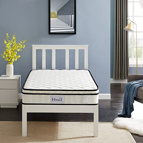 Hbaid Twin Mattress, 8”Hybrid Mattress with Gel Memory Foam & Pocket Innerspring for Cool Sleep & Spine Protection, Bed Mattress with Breathable Cover, Medium Firm, Twin Size