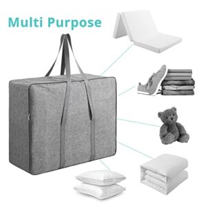 Thickened Folding Mattress Storage Bag, YUGYVOB Sturdy Carry Case for Tri-Fold Mattress, Fits 4 Inch Full or Queen Size Foldable Mattress, Clothes Storage Bag Organizer, 60''x 27.5''x 13''