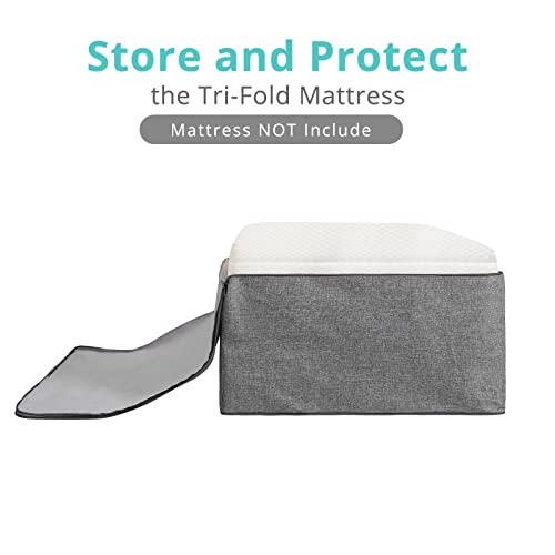 Thickened Folding Mattress Storage Bag, YUGYVOB Sturdy Carry Case for Tri-Fold Mattress, Fits 4 Inch Full or Queen Size Foldable Mattress, Clothes Storage Bag Organizer, 60''x 27.5''x 13''