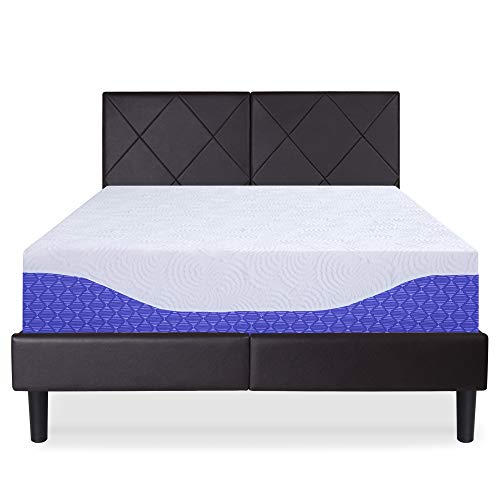 PrimaSleep 12 Inch Multi-Layered I-Gel Infused Memory Foam Mattress | Cobalt Blue | Queen