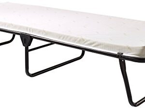 Jay-Be Saver Folding Cot Bed with Rebound e-Fibre Mattress, Lightweight, Regular (101702), Black/White