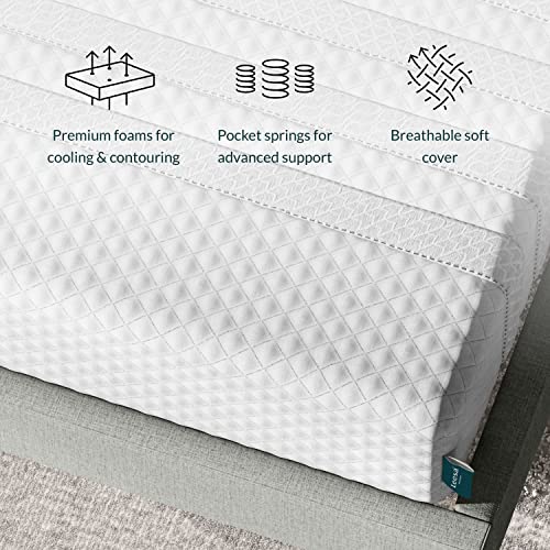 Leesa Sapira Hybrid 11" Mattress, Queen Size, Premium Cooling Foam and Pocket Spring / CertiPUR-US Certified / 100-Night Trial,White and Gray