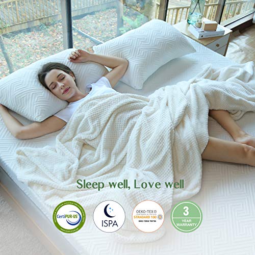 Novilla Mattress Topper Queen,4 "Medium Firm Memory Foam, Gel & Bamboo Charcoal Infused for Motion Isolation & Pressure Relieving, with Breathable Bamboo Cover, Queen Size, White (AC-NV0T801-4-Q)