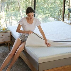 Novilla Mattress Topper Queen,4 "Medium Firm Memory Foam, Gel & Bamboo Charcoal Infused for Motion Isolation & Pressure Relieving, with Breathable Bamboo Cover, Queen Size, White (AC-NV0T801-4-Q)