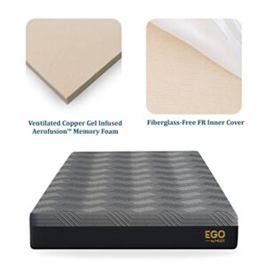 EGOHOME 10 Inch Queen Mattress, Copper Gel Memory Foam Mattress in a Box, Therapeutic Mattress for Back Pain Relief, Medium Double Mattress Made in USA, CertiPUR-US Certified, 60”x80”x10”, Black