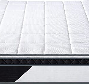 Rucas King Size Mattress in a Box, 14 Inch Euro Top Gel Memory Foam Hybrid Mattress Pocket Spring Firm with 5 Zone for Back Pain Relief, 10 Year Support,101-Night Trial