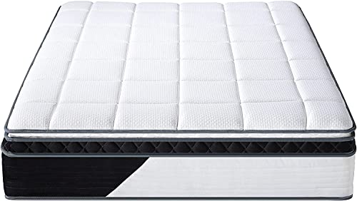 Rucas King Size Mattress in a Box, 14 Inch Euro Top Gel Memory Foam Hybrid Mattress Pocket Spring Firm with 5 Zone for Back Pain Relief, 10 Year Support,101-Night Trial