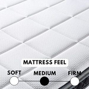 Rucas King Size Mattress in a Box, 14 Inch Euro Top Gel Memory Foam Hybrid Mattress Pocket Spring Firm with 5 Zone for Back Pain Relief, 10 Year Support,101-Night Trial