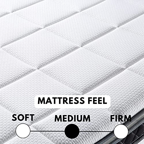 Rucas King Size Mattress in a Box, 14 Inch Euro Top Gel Memory Foam Hybrid Mattress Pocket Spring Firm with 5 Zone for Back Pain Relief, 10 Year Support,101-Night Trial