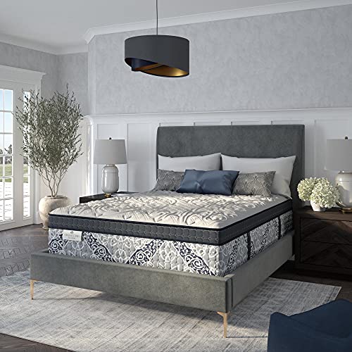 Kingsdown Passions Kelbrooke 16" Plush Euro Pillow Top Hybrid Mattress Queen, Cool Gel Memory Foam Layer Motion Isolation Quilted Top Premium Mattress