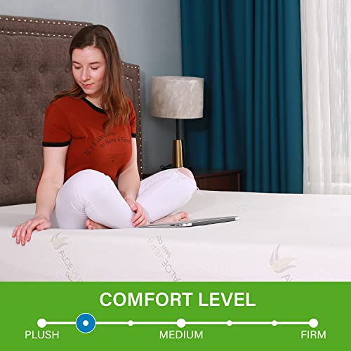 AC Pacific Aloe Luxury Soft Bedroom Aloe Vera Extract Infused Fabric Covered Memory Foam Mattress, Eastern King, White