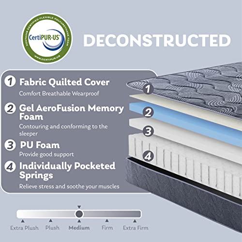 EGO Hybrid 9 Inch Queen Mattress, Cooling Gel Infused Memory Foam and Individual Pocket Spring Mattress, Made in USA, Mattress in a Box, CertiPUR-US Certified, Medium, 80"x60"