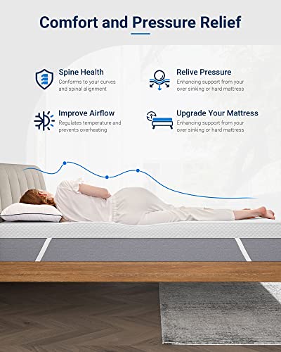 Avenco California King Size Memory Foam Bed Mattress 3 Inch, Gel-Infused Cal King Cooling Pad with Removable Cover, CertiPUR-US Certified, White (T4FM05)