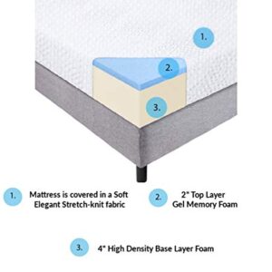 Excel Sleep American Made - 6" Gel Memory Foam Mattress, Medium-Firm Feel (RV/Short Queen - 60 x 75)