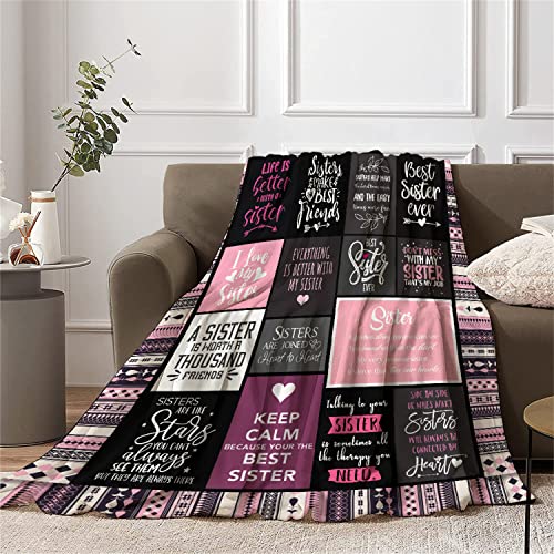 Sister Gifts from Sister Sister Birthday Gift | Best Sister Ever Blanket with Great Sentences | Gift for Sister from Brother Happy Christmas Bday Present for Sister Throw Blanket 50” X 60”