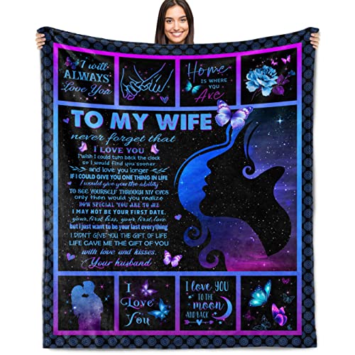 KJACGAD Gifts for Wife, Birthday Gifts for Wife, Mothers Day Wife Gifts, Wife Birthday Gift Ideas, Gifts for Wife from Husband, Wedding for Wife, Gifts for Her Wife Throw Blankets 60"x 50"