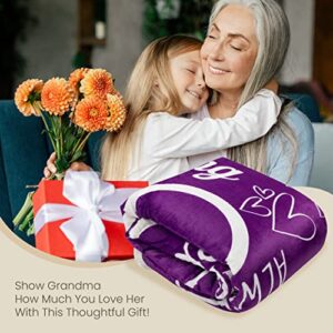 Done Lucky Grandma Blanket - Grandma Gift for Birthday, Mother's Day, Christmas, etc. - Sherpa Throw Blanket Gift for Grandma (Purple)