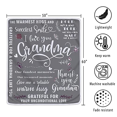 Grandma Gifts on Mothers Day, Throw Blanket, Nana Gifts, Gifts for Grandma, Great Grandma Gifts, Mimi Gifts, Grandma Gifts from Grandchildren, Gigi Gifts, Grandma Birthday Gifts, Grey 60"×50"