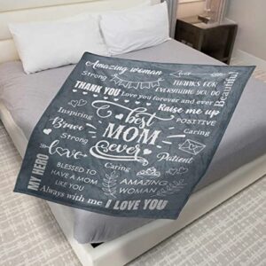 Mothers Day Blanket, Gifts for Mom, Mom Blanket from Daughter Son，Letter Warm Soft Throw Blanket for Mom, I Love You Mom Blanket, Mom Gifts for Birthday, Mother’s Day 60" × 50" (Silver)