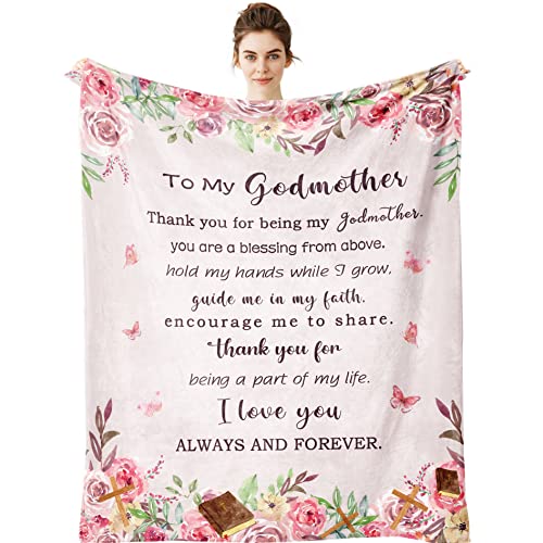 Yamco Godmother Gifts Blanket - Godmother Gifts from Godchild 60"X 50" Throw Blankets - Christian Gifts for Godmother - Baptism Gifts for Godmother Ideas