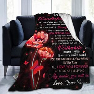 FAIVHSO Aunt Gifts Blanket Best Aunt Ever Gifts - Aunt Gifts from Niece, Aunt Birthday Gifts, Aunt Blanket Gifts, Flowers Throw Blankets 60" x 50"