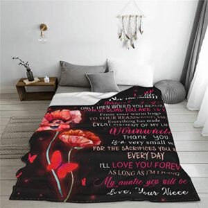 FAIVHSO Aunt Gifts Blanket Best Aunt Ever Gifts - Aunt Gifts from Niece, Aunt Birthday Gifts, Aunt Blanket Gifts, Flowers Throw Blankets 60" x 50"