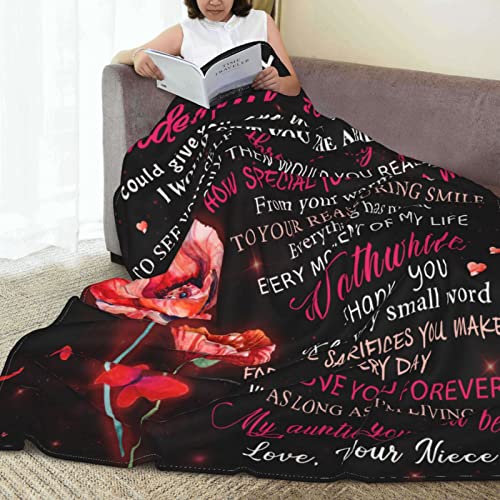 FAIVHSO Aunt Gifts Blanket Best Aunt Ever Gifts - Aunt Gifts from Niece, Aunt Birthday Gifts, Aunt Blanket Gifts, Flowers Throw Blankets 60" x 50"