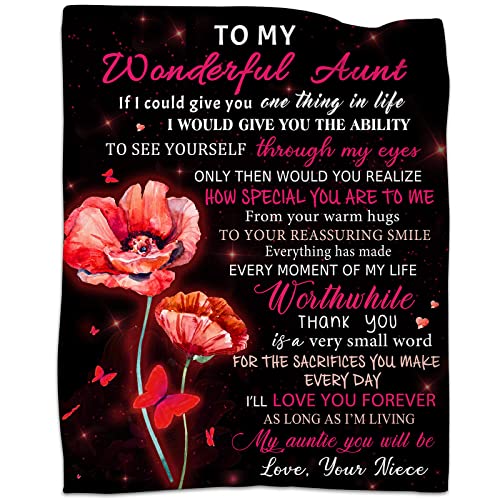 FAIVHSO Aunt Gifts Blanket Best Aunt Ever Gifts - Aunt Gifts from Niece, Aunt Birthday Gifts, Aunt Blanket Gifts, Flowers Throw Blankets 60" x 50"