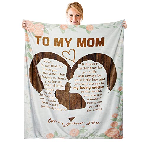 Gifts for Mom Birthday Gifts for Mom from Son to My Mom Blanket Christmas Valentines Day Mothers Day Present Ideas for Mom I Love You Best Mom Ever Gift Super Soft Throw Blanket 60 X 50