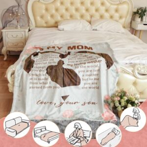 Gifts for Mom Birthday Gifts for Mom from Son to My Mom Blanket Christmas Valentines Day Mothers Day Present Ideas for Mom I Love You Best Mom Ever Gift Super Soft Throw Blanket 60 X 50