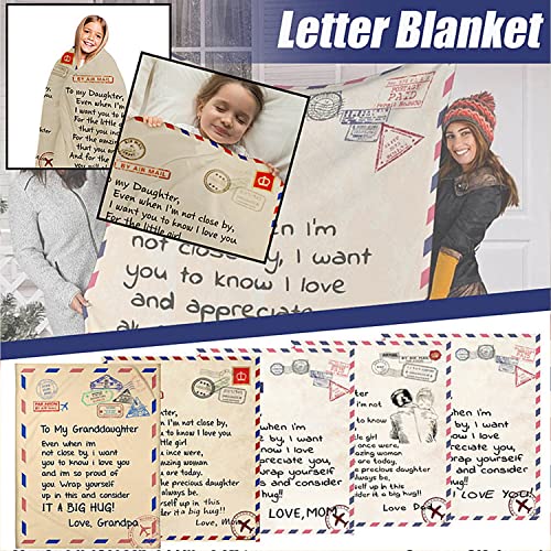 OFADD Blanket Love Letter to My Mom Personalized Printed Air Mail Throw Blankets for Couch Sofa Bed Supersoft Flannel Throws Birthday Indoor Home Decor 60” x 80”