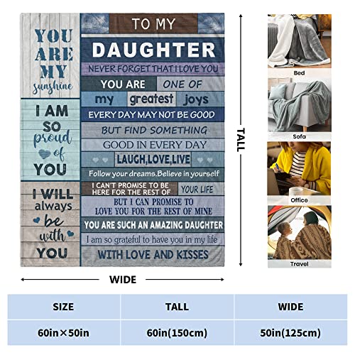 CUJUYO to My Daughter Gifts Blanket 60"x50" - Daughter Gifts from Mom/Dad Blankets - Gifts for Grown Daughter - Daughter Gifts from Mother/Father - Mothers Day Birthday Gift Ideas for Daughter