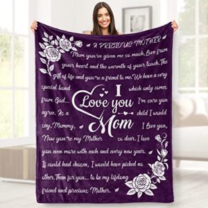 birthday gifts for mom from daughter son, i love you mom gifts throw blanket, mother of the bride gifts, anniversary best unique gifts idea for mommy her women wife on mothers day 50x60 inch