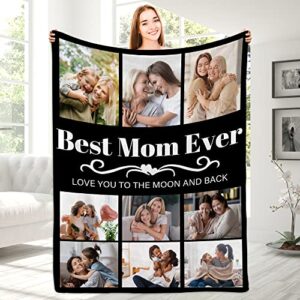 best mom ever custom blanket, birthday gifts for mom from daughter son with pictures, customized photo collage mother blankets wife birthday gifts, personalized flannel blanket with photo as a gift