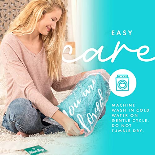 EasyFluffy Get Well Gift for Women & Men - Super Soft Hug Blanket with Inspirational Words - Healing Blanket Care Package Comforting Gift for Cancer Patients & Others During Hard Times - 50"x60", Teal