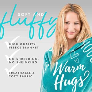 EasyFluffy Get Well Gift for Women & Men - Super Soft Hug Blanket with Inspirational Words - Healing Blanket Care Package Comforting Gift for Cancer Patients & Others During Hard Times - 50"x60", Teal