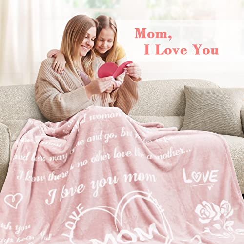 Lukeight Gifts for Mom, Birthday Gifts for Women, Mom Blanket from Daughter or Son, Presents for Mom, Mom Birthday Gifts, Mom Gifts for Christmas, Throw Blanket 65x55 inches